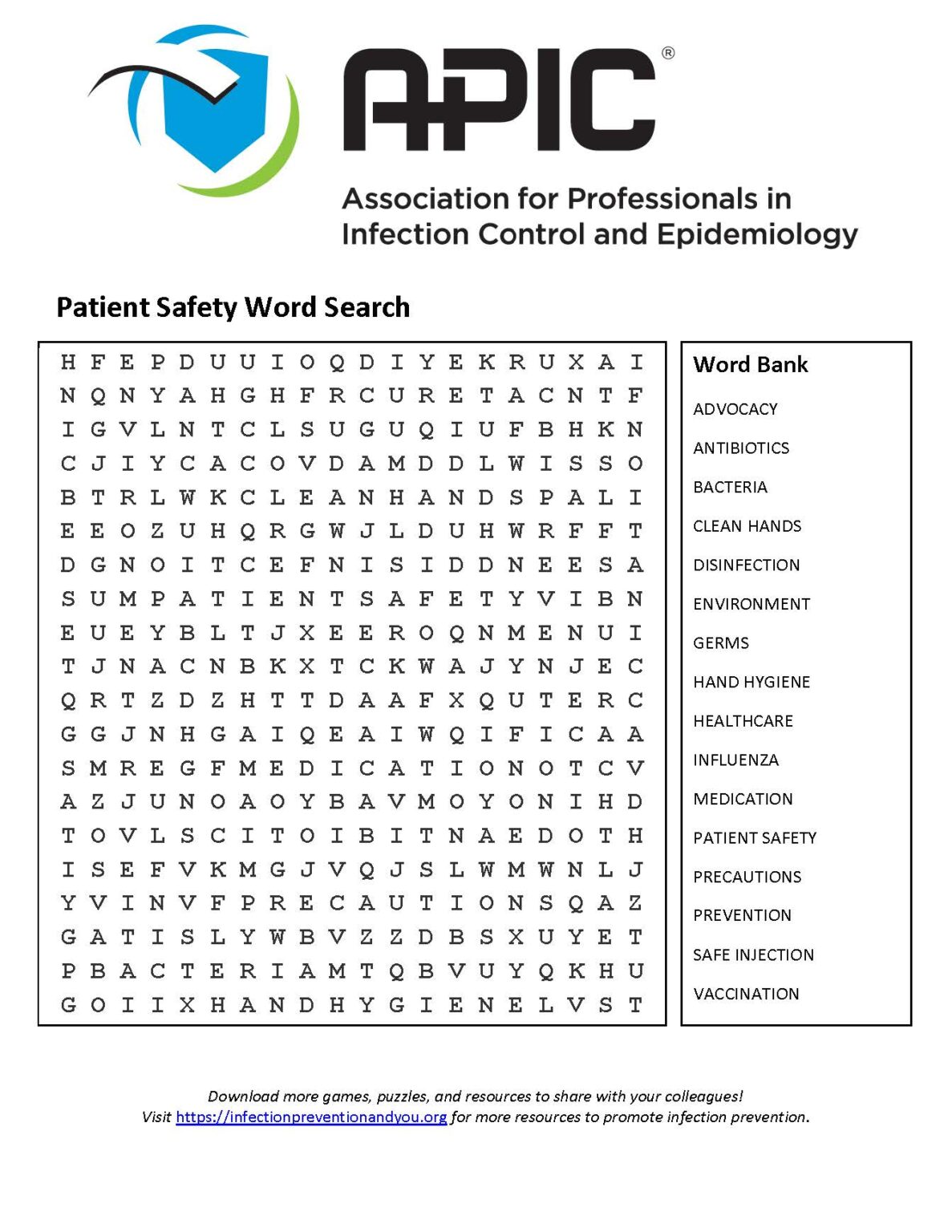 Games and Activities | infectionpreventionandyou.org